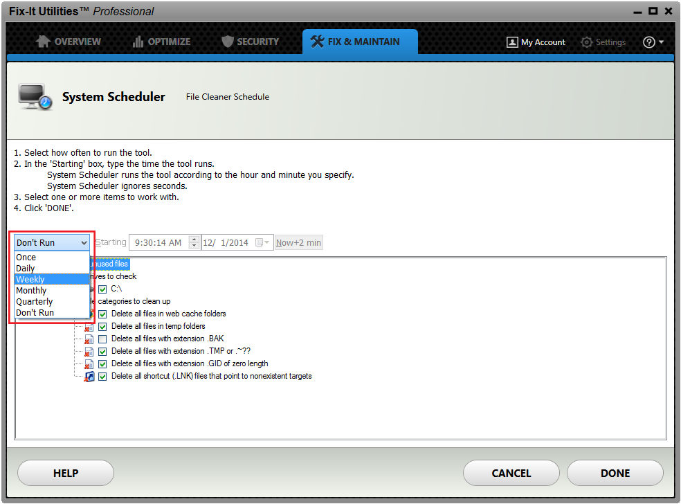 Fix-It Utilities System Schedule Tip