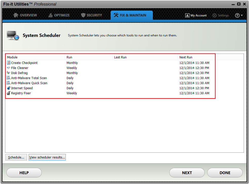 Fix-It Utilities System Schedule Tip